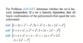 Solved For Problems A14-A17, ﻿detemine whether the set is | Chegg.com