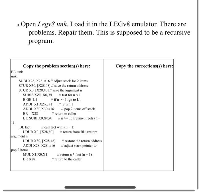 Solved Open Legv8 unk. Load it in the LEGv8 emulator. There | Chegg.com
