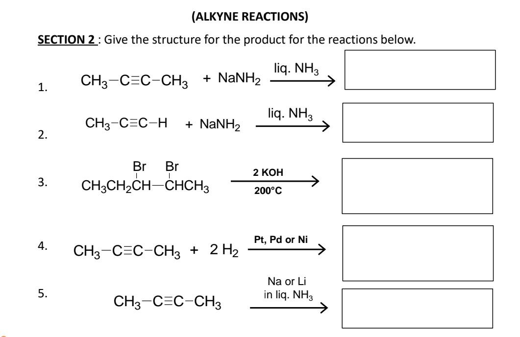 Solved SECTION 2: Give the structure for the product for the | Chegg.com