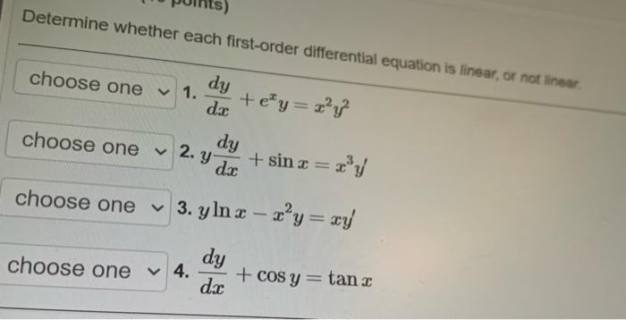 Solved Determine whether each first-order differential | Chegg.com