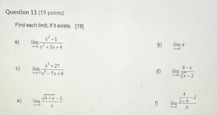 Solved Find Each Limit If It Exists [19] A
