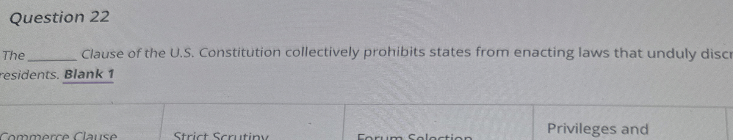 Solved Question 22The ﻿Clause of the U.S. ﻿Constitution | Chegg.com