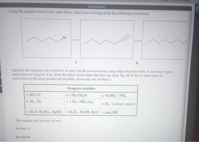Solved (References] Show how to convert 1-butyne to the | Chegg.com