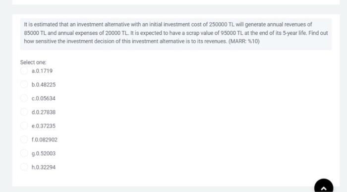 Solved It is estimated that an investment alternative with | Chegg.com