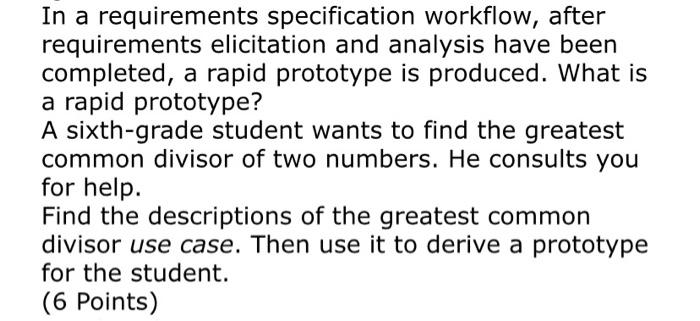 Solved In A Requirements Specification Workflow After
