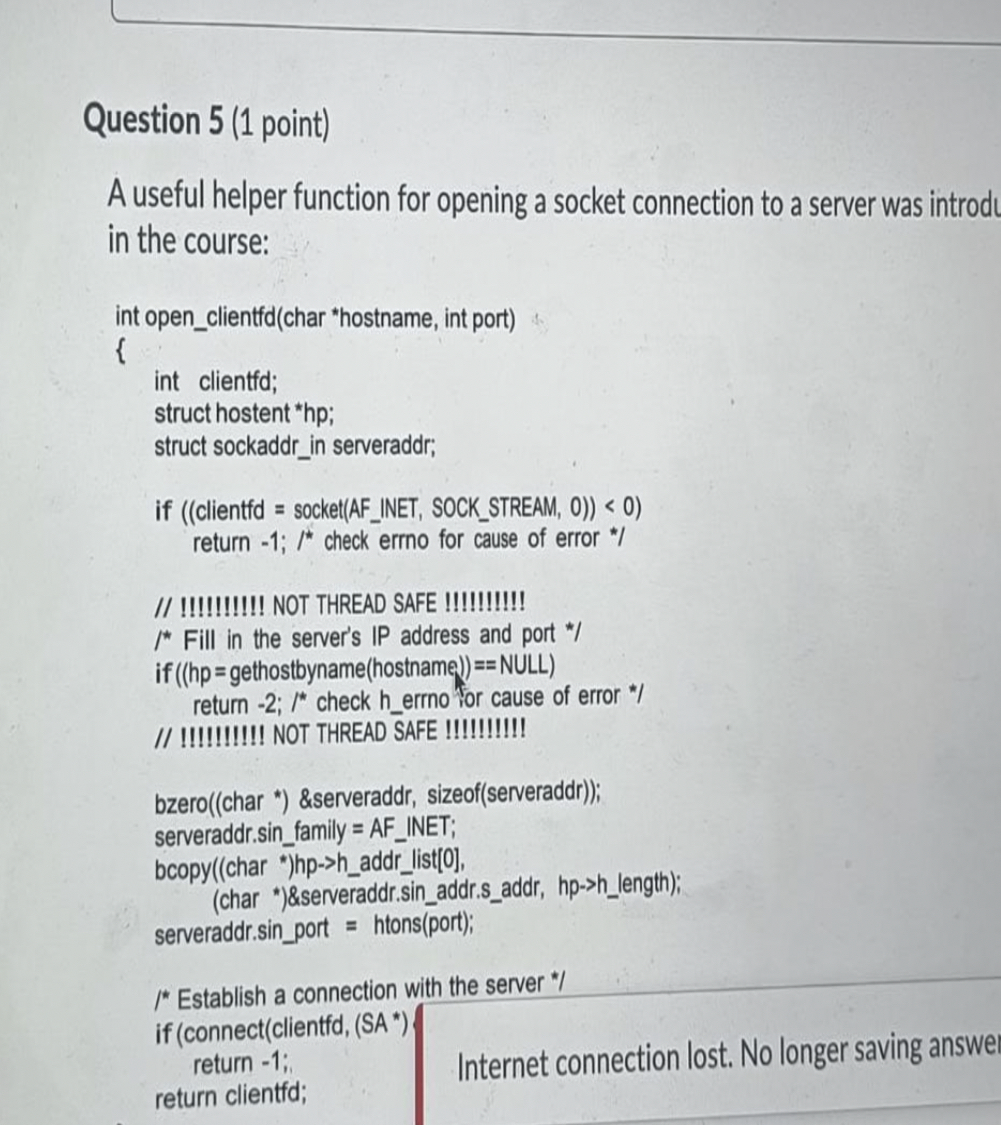Solved Question 5 (1 ﻿point)A useful helper function for | Chegg.com
