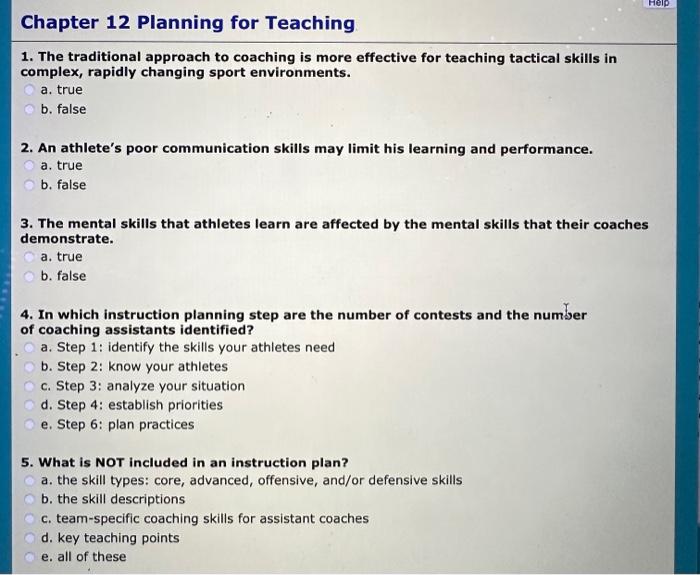 Solved Chapter 11 Teaching Tactical Skills 1. What is the | Chegg.com