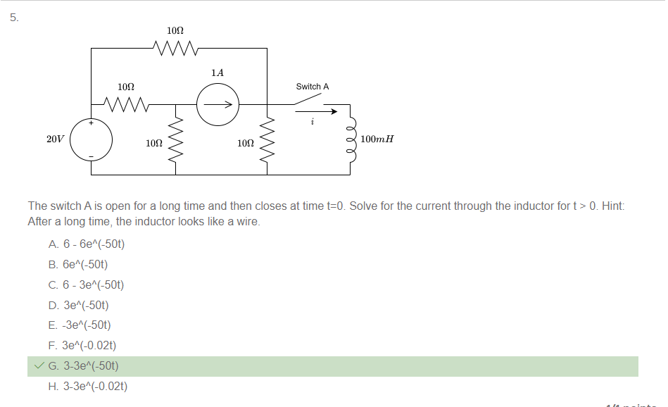 Solved The switch A ﻿is open for a long time and then closes | Chegg.com