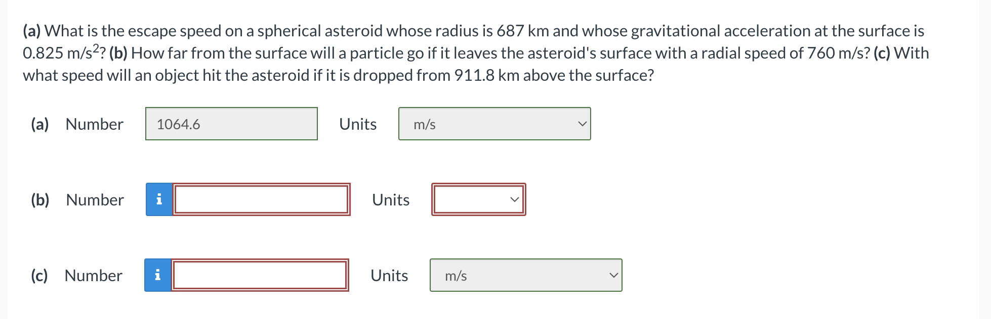 Solved (a) ﻿What is the escape speed on a spherical asteroid | Chegg.com