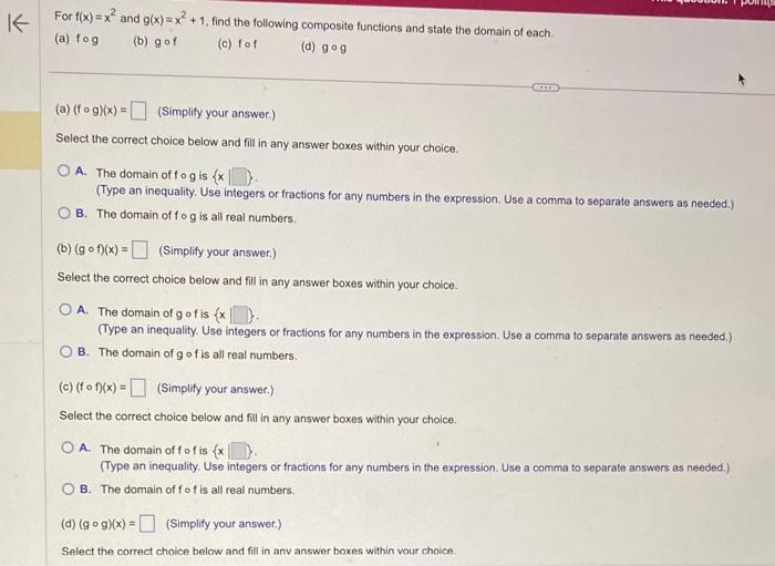 Solved For f(x)=x2 and g(x)=x2+1, find the following | Chegg.com