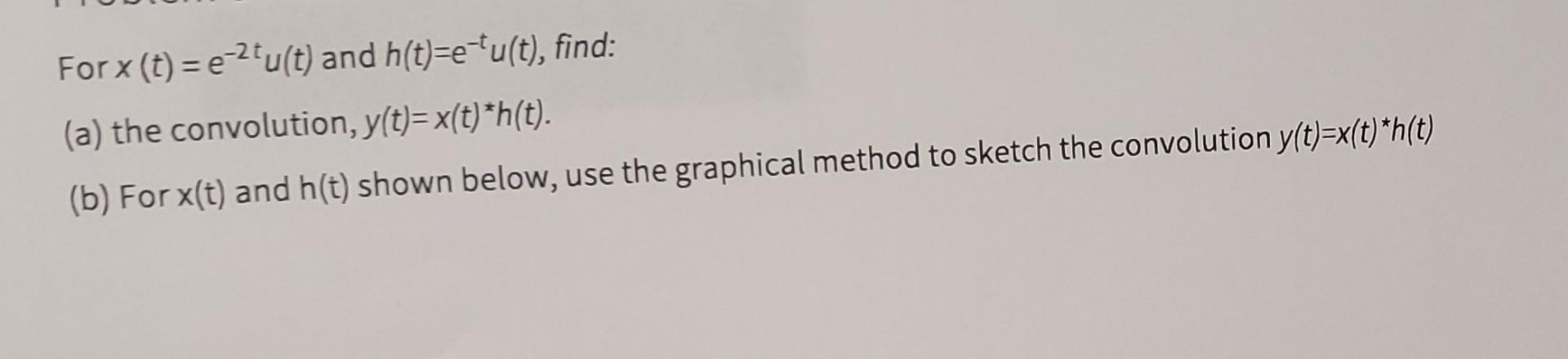 Solved Forx(t) = e-2tu(t) and h(t)=e*u(t), find: (a) the | Chegg.com