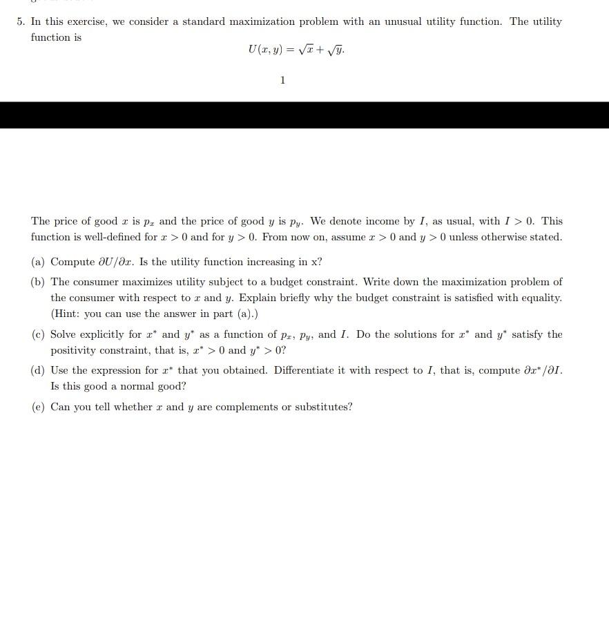 Solved 5. In this exercise, we consider a standard | Chegg.com