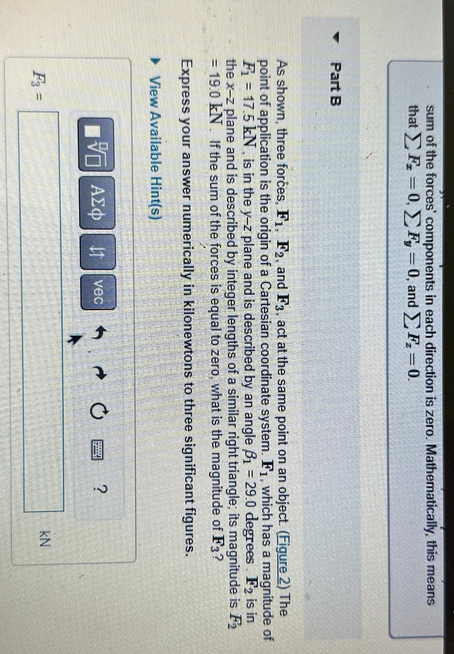 sum of the forces' components in each direction is | Chegg.com