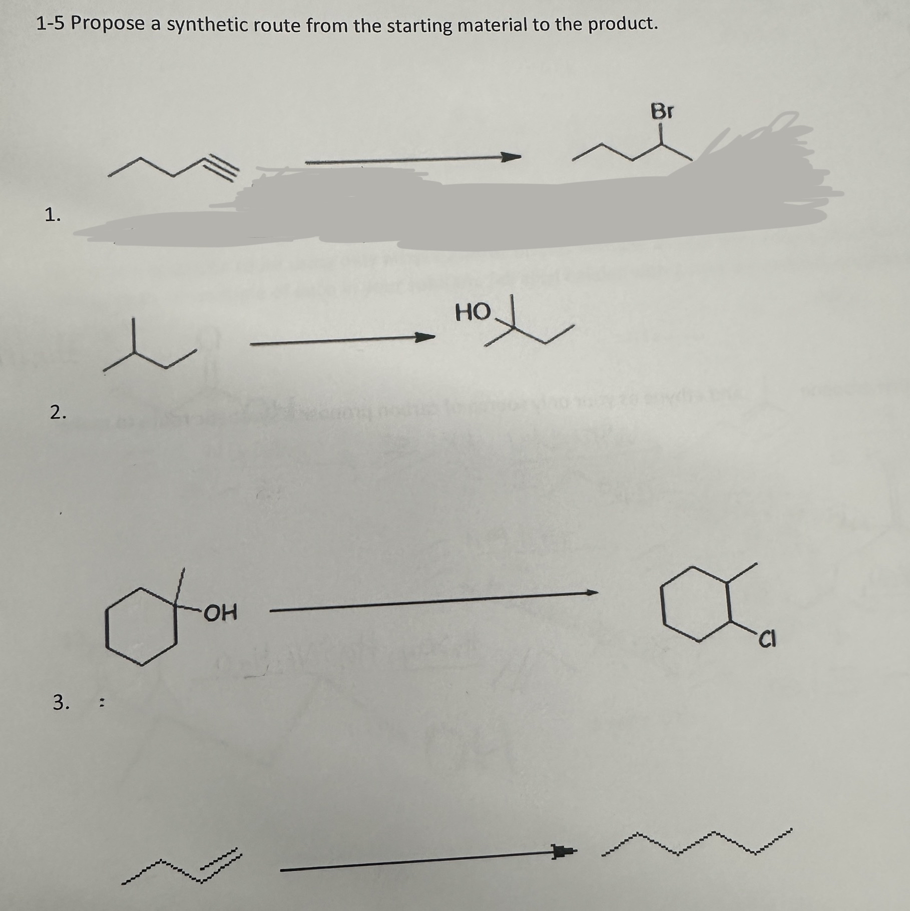 Solved 1-5 ﻿Propose a synthetic route from the starting | Chegg.com