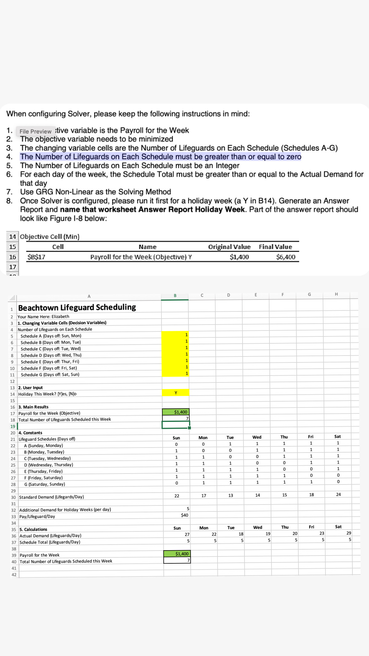 Solved When configuring Solver, please keep the following | Chegg.com