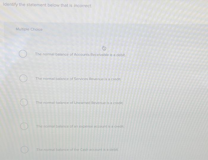 Solved Identify the statement below that is incorrect. | Chegg.com