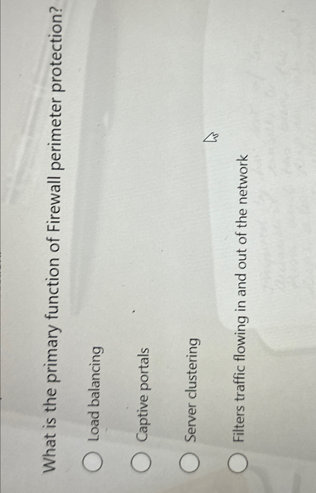 Solved What is the primary function of Firewall perimeter | Chegg.com