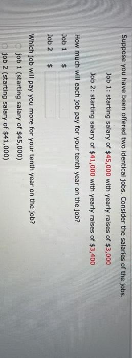 Solved Suppose you have been offered two identical jobs. | Chegg.com