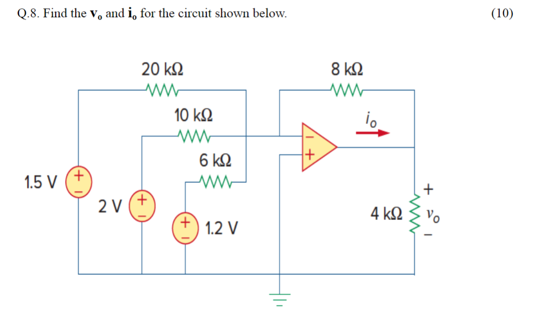 Solved Q.8. ﻿Find the v0 ﻿and i0 ﻿for the circuit shown | Chegg.com