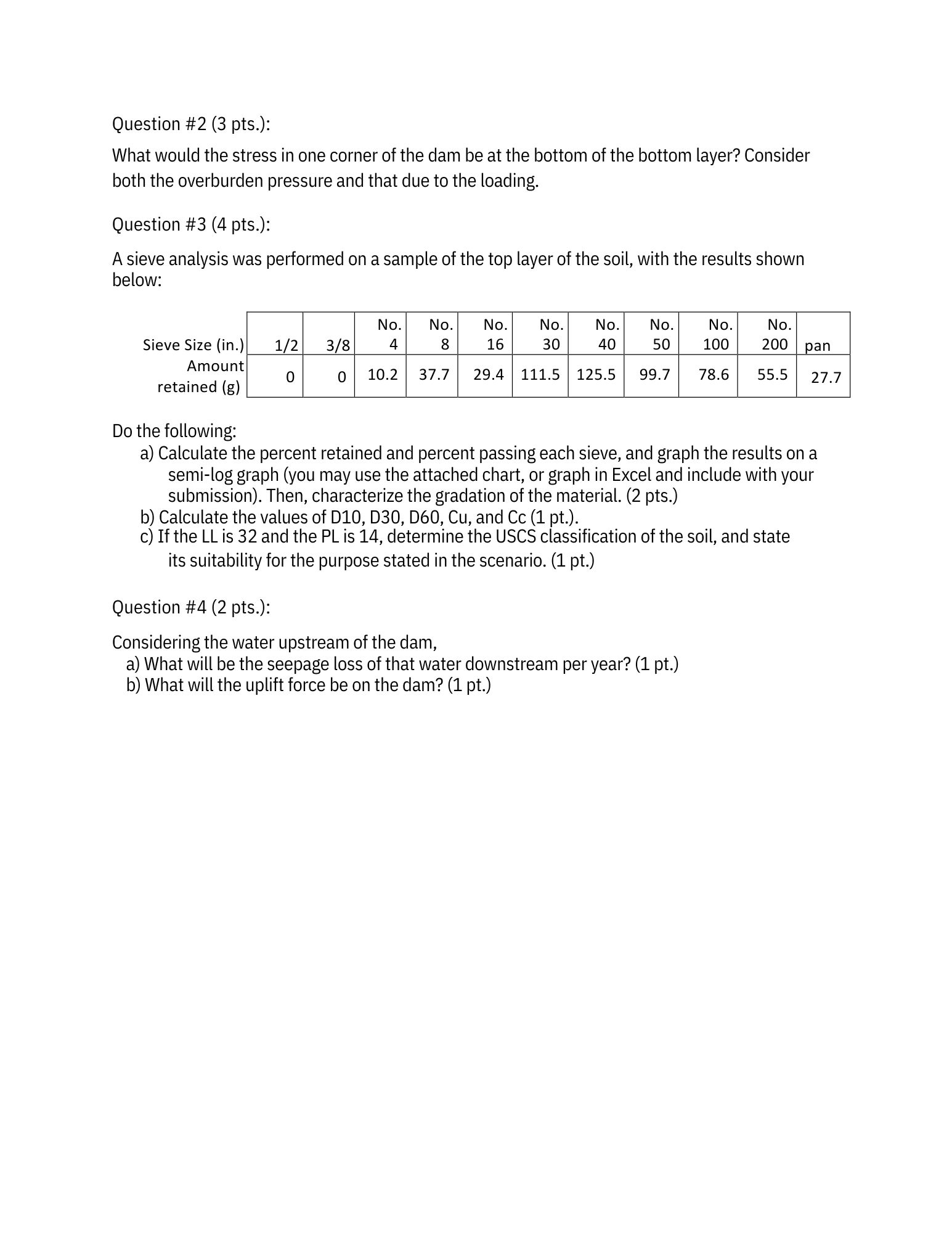 Question \#2 (3 ﻿pts.): What would the stress in one | Chegg.com