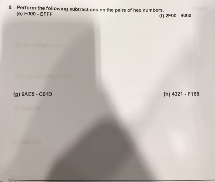 Solved 7. Find the sum of each of the following pairs of hex | Chegg.com