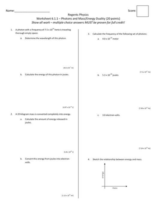Solved Name: Score: Regents Physics Worksheet 6.1.1 - | Chegg.com