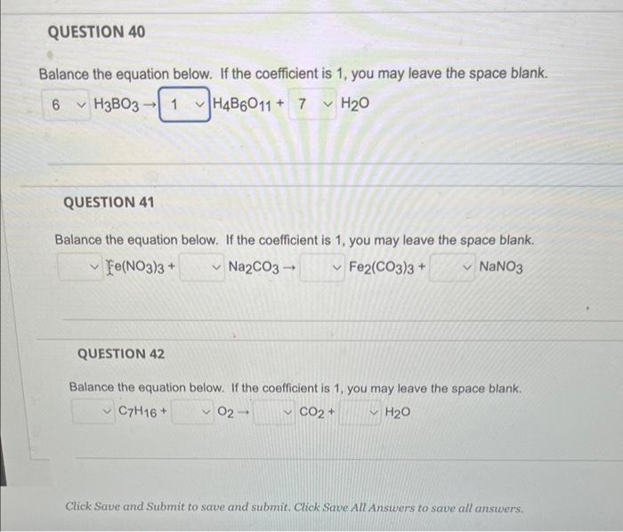 Solved Balance the equation below. If the coefficient is 1 , | Chegg.com