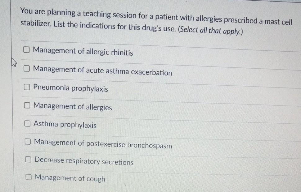 Solved You are planning a teaching session for a patient | Chegg.com