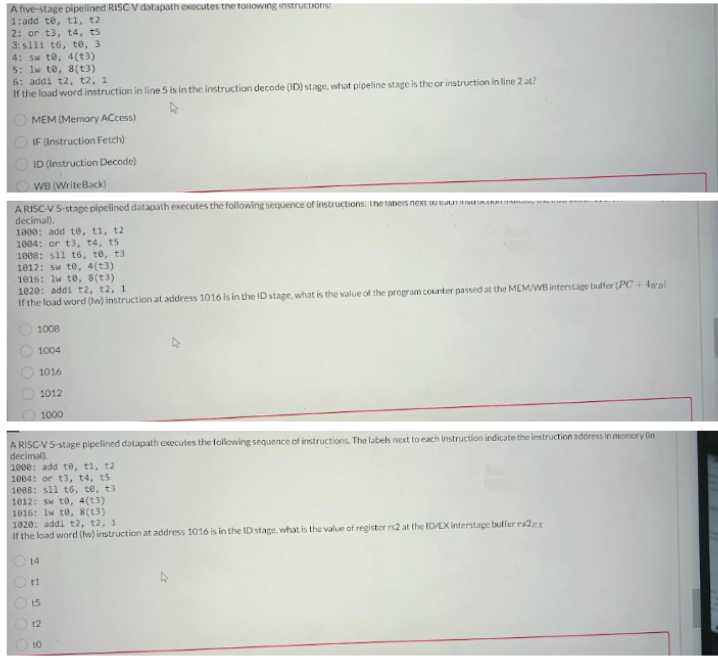 Solved A RISC-V5-stage pipelined datapath executes the | Chegg.com