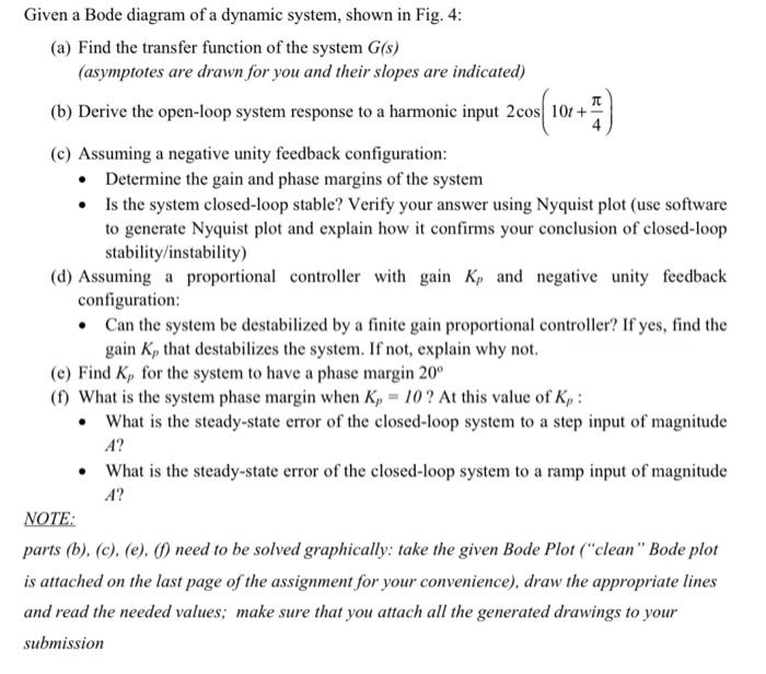 Solved Given a Bode diagram of a dynamic system, shown in | Chegg.com