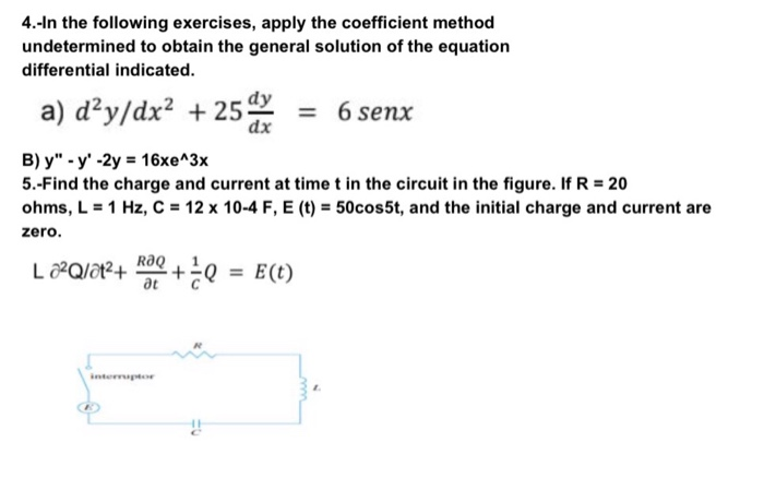 Solved 4.- In the following exercises, apply the coefficient | Chegg.com