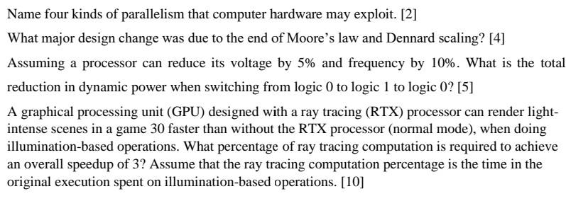 Solved Name four kinds of parallelism that computer hardware | Chegg.com