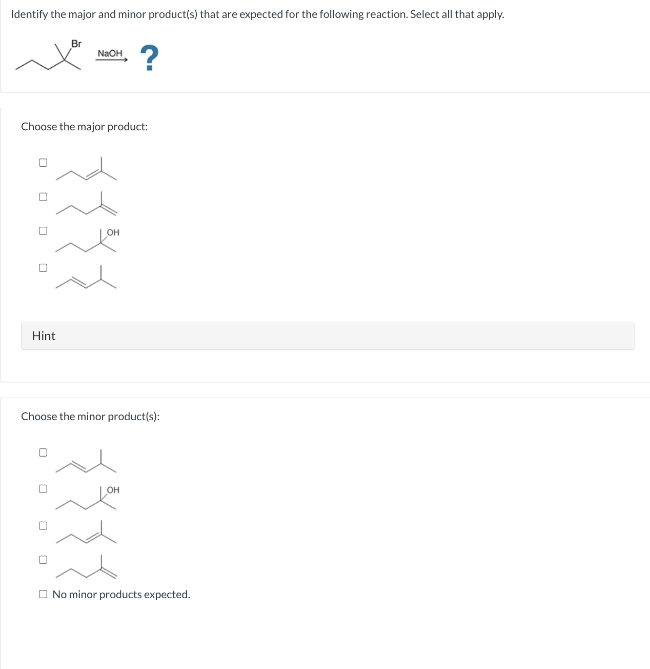 Solved Identify the major and minor product(s) ﻿that are | Chegg.com