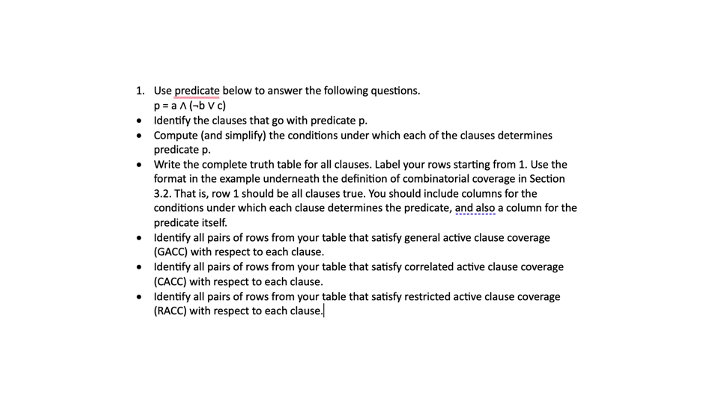 Solved 1. ﻿Use predicate below to answer the following | Chegg.com