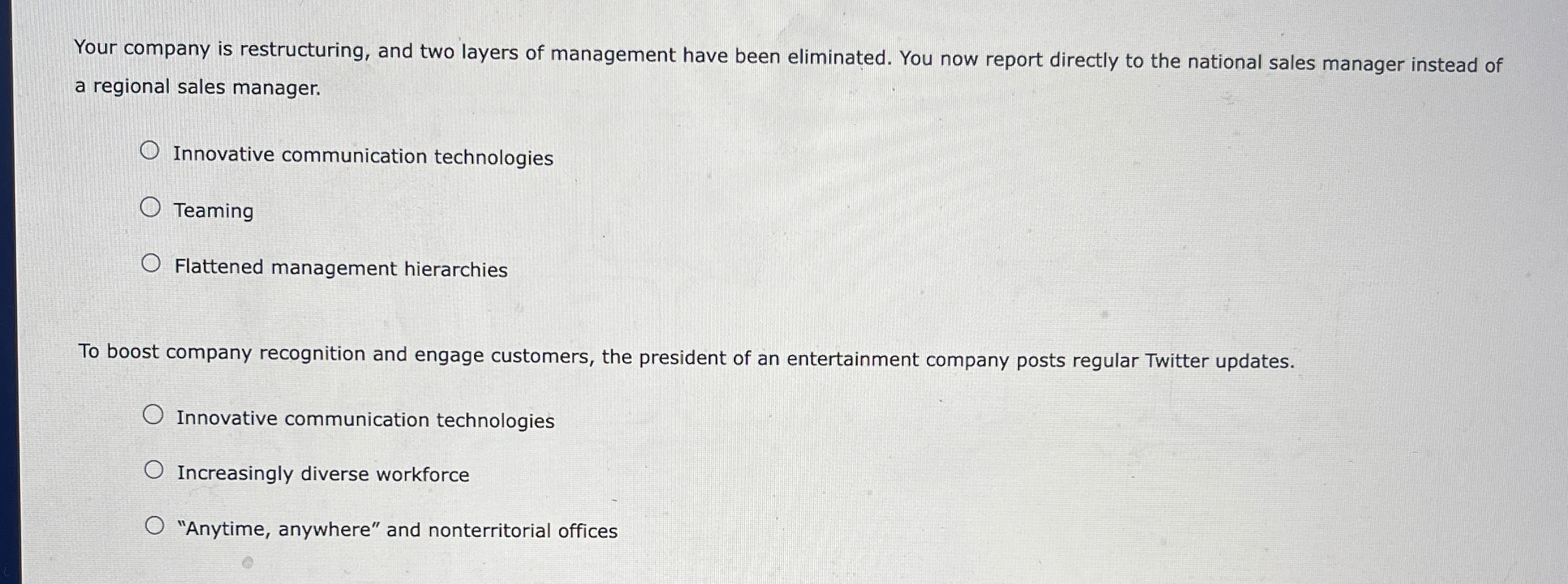 Solved Your company is restructuring, and two layers of | Chegg.com