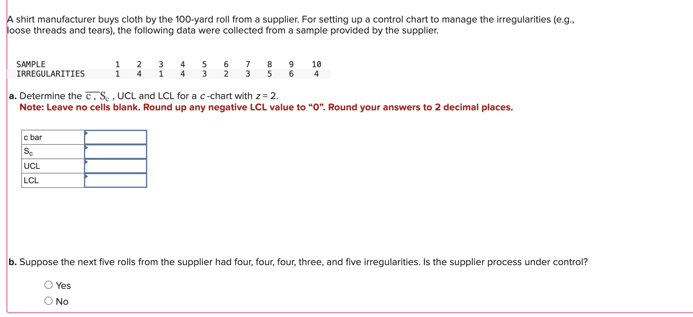 Solved A shirt manufacturer buys cloth by the 100-yard roll | Chegg.com