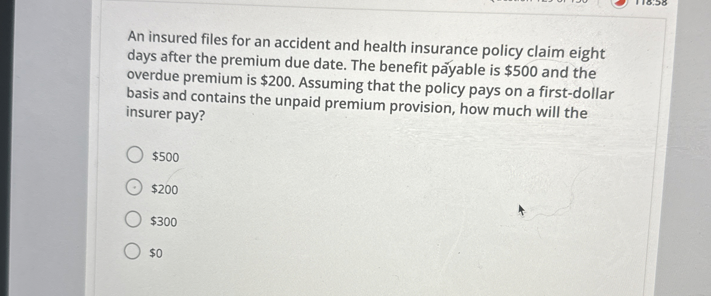 Solved An insured files for an accident and health insurance | Chegg.com