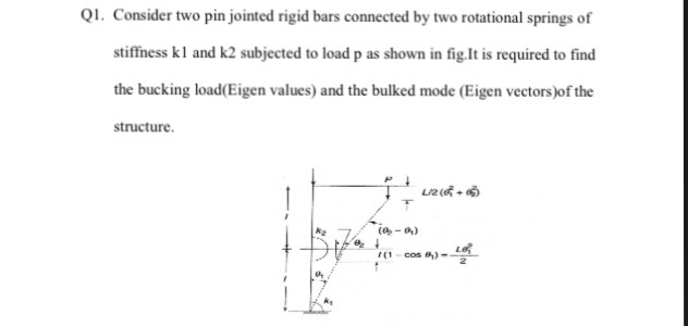 QI. Consider two pin jointed rigid bars connected by | Chegg.com
