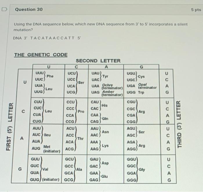 Solved Using the DNA sequence below, which new DNA sequence | Chegg.com