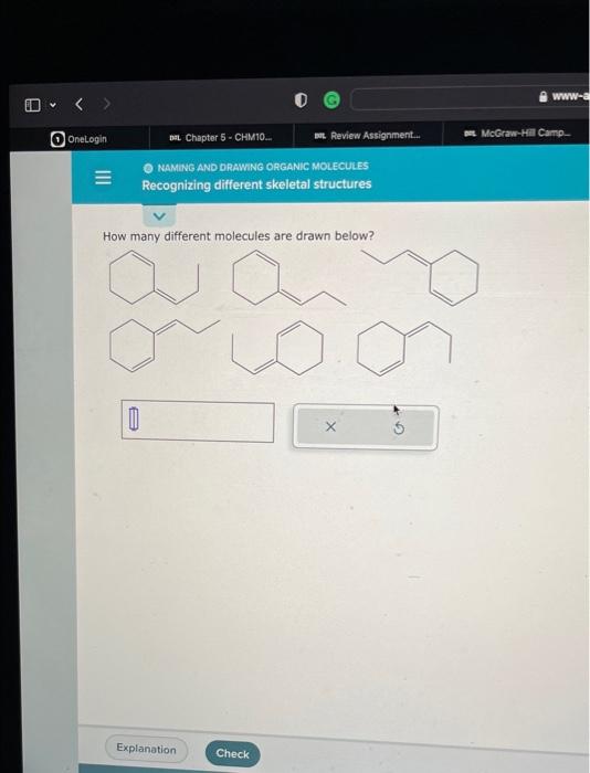 Solved How many different molecules are drawn below? | Chegg.com