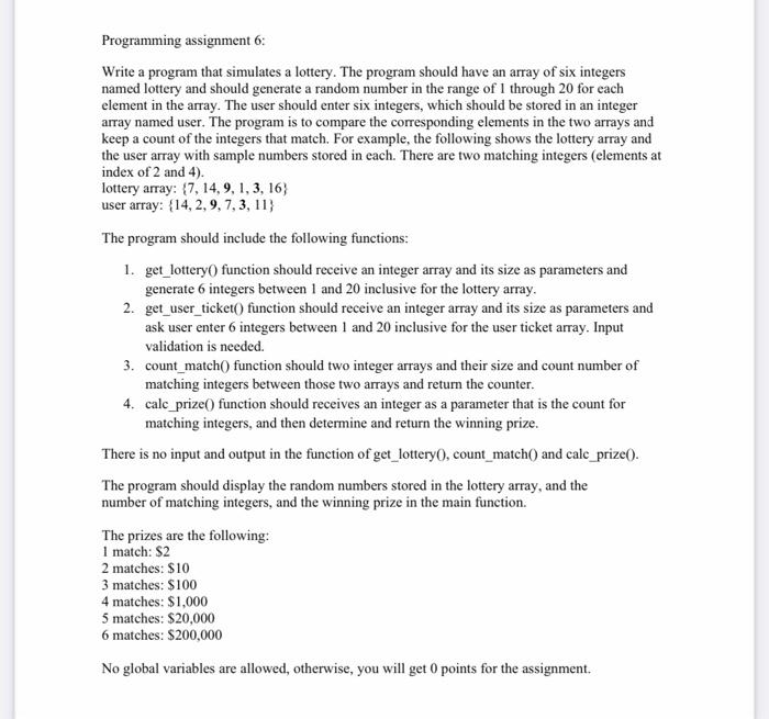 Solved Programming assignment 6: Write a program that | Chegg.com