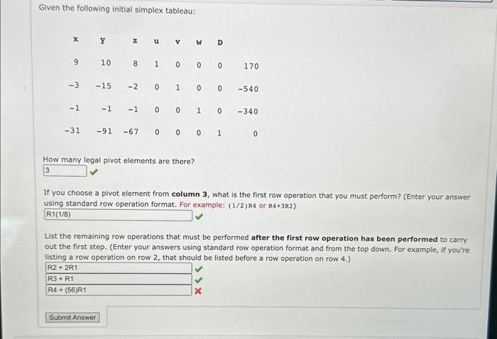 Solved Given the following initial simplex tableau: How many | Chegg.com