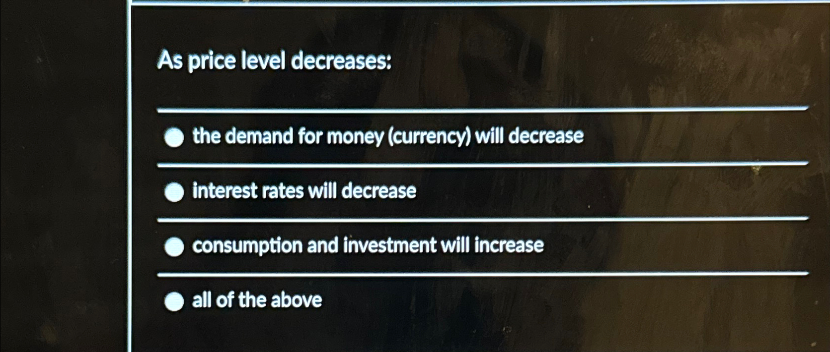 Solved As price level decreases:the demand for money | Chegg.com