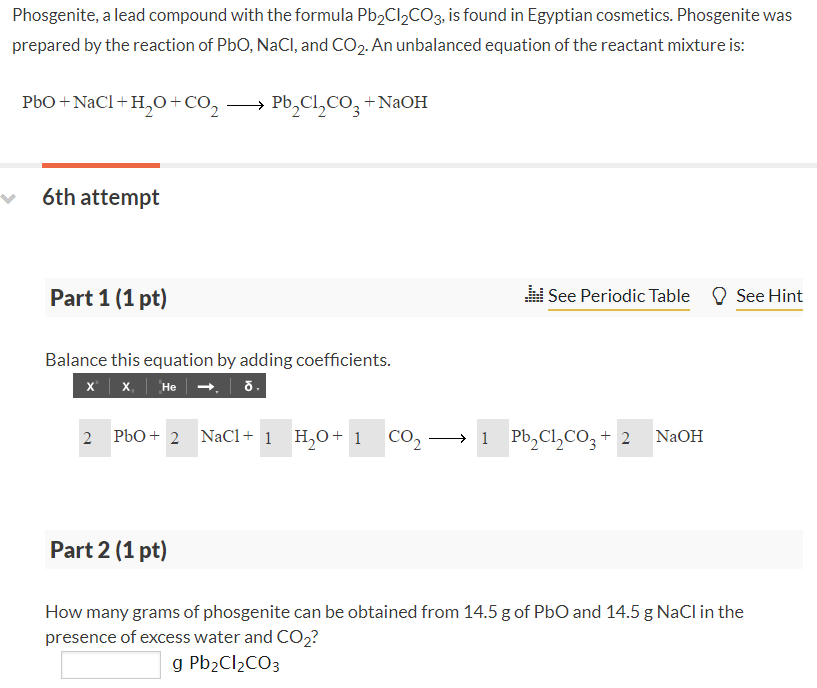 Solved Phosgenite, a lead compound with the formula | Chegg.com