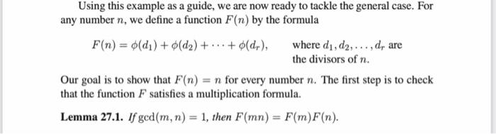 Solved If gcd(m,n)=1, then F(mn)=F(m)F(n)Using this example | Chegg.com