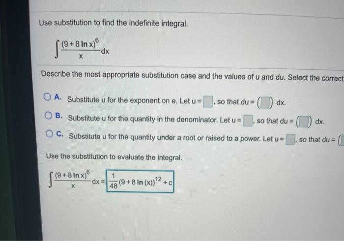 Solved Use substitution to find the indefinite integral. | ° | Chegg.com