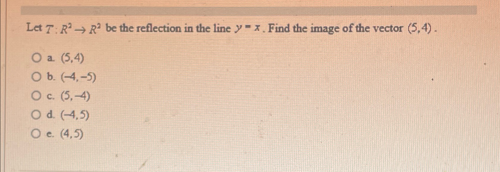 Solved Let T:R2→R2 ﻿be the reflection in the line y=x. ﻿Find | Chegg.com