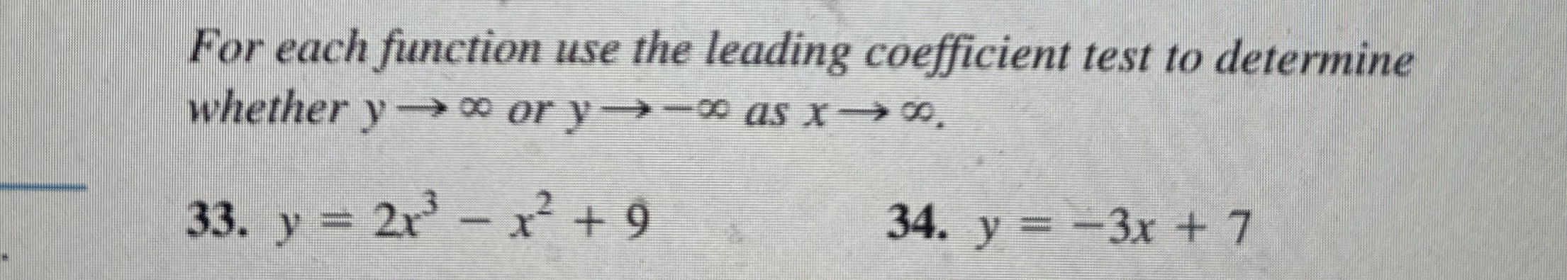 Solved For each function use the leading coefficient test to | Chegg.com