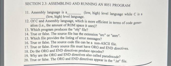 Solved SECTION 2.3: ASSEMBLING AND RUNNING AN 8051 PROGRAM | Chegg.com