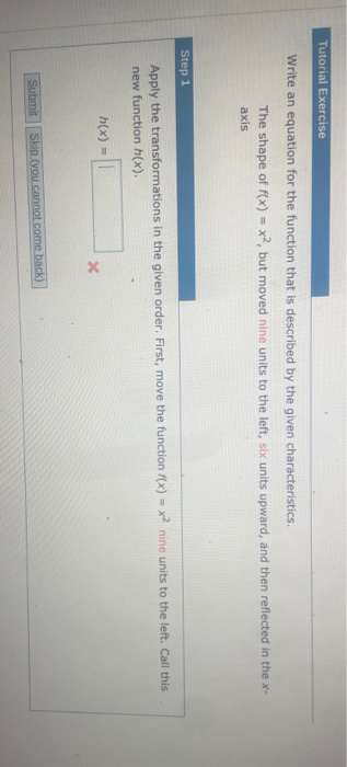 Solved Tutorial Exercise Write an equation for the function | Chegg.com